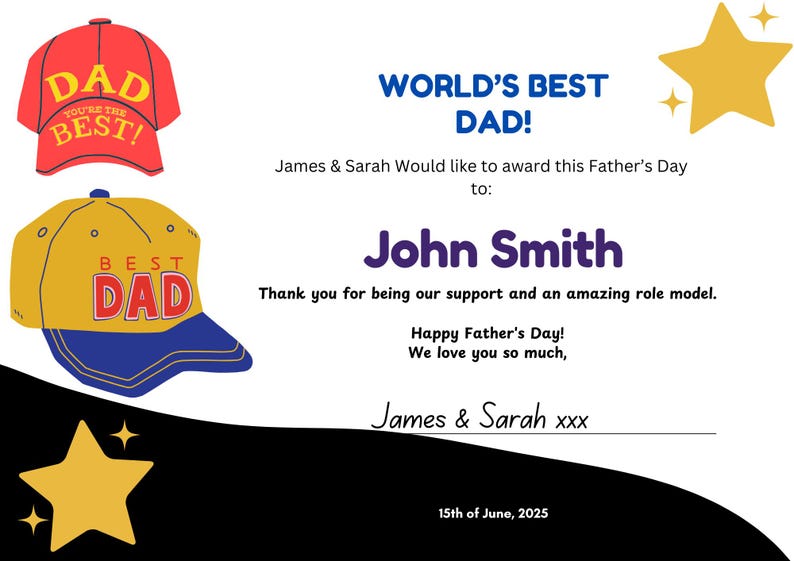 Printable Fathers Day Fun Certificate for Worlds Best Dad Award - Etsy