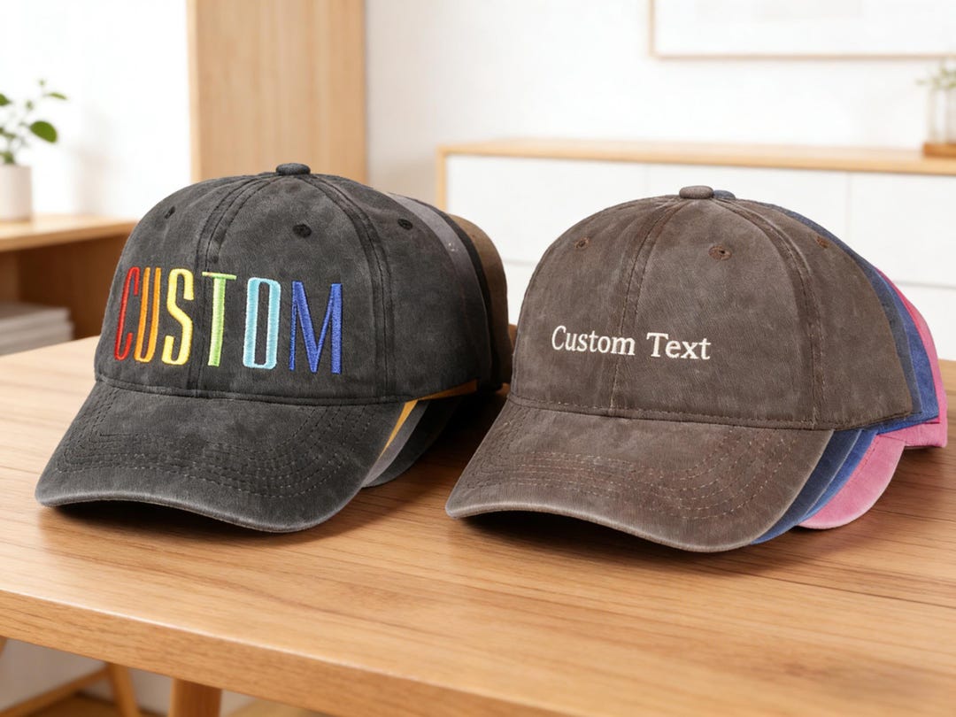 Embroidered Custom Text Logo Hat, Retro Vintage Baseball Cap - Etsy