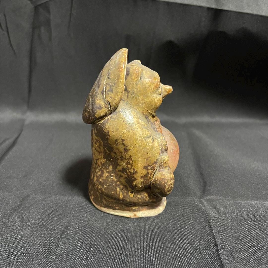 Antique Meiji Era Shigaraki Tanuki Figurine, Japanese Ceramic Lucky ...