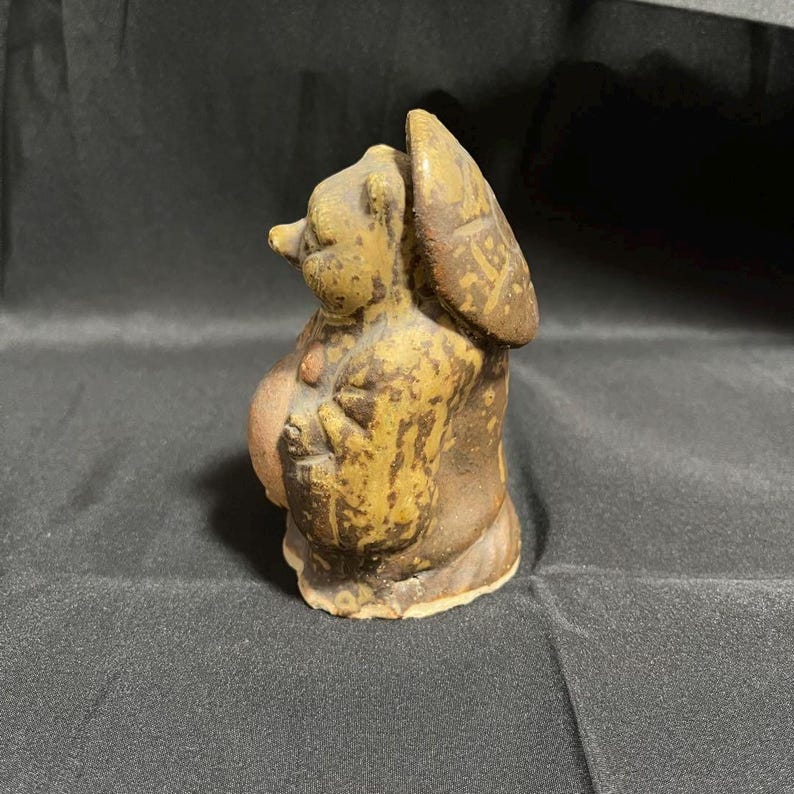 Antique Meiji Era Shigaraki Tanuki Figurine, Japanese Ceramic Lucky ...