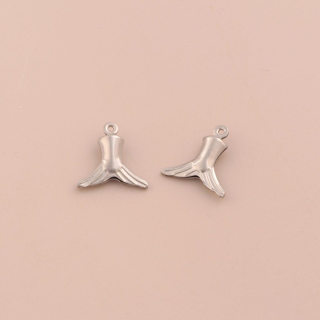 20 Pcs Steel Fishtail Pendant ,stainless Steel Fishtail Charms Jewelry ...