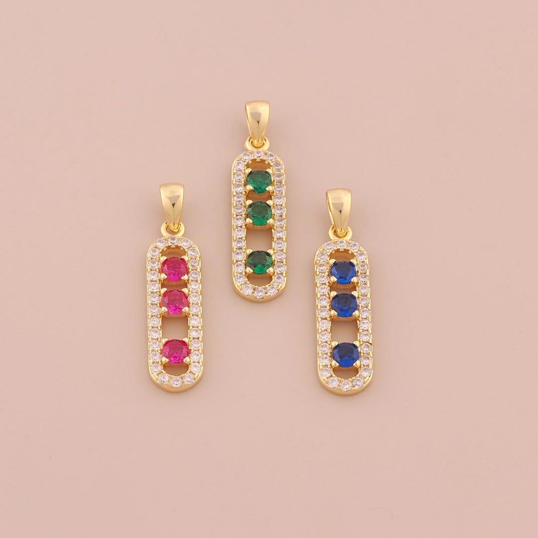 Gold Traffic Light Pendant ,18K Gold Filled CZ Traffic Light Charms ...