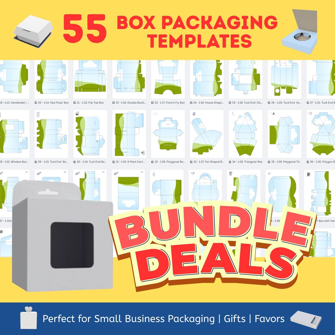 Bundle of 55 Printable Packaging Boxes for Small Business (canva ...