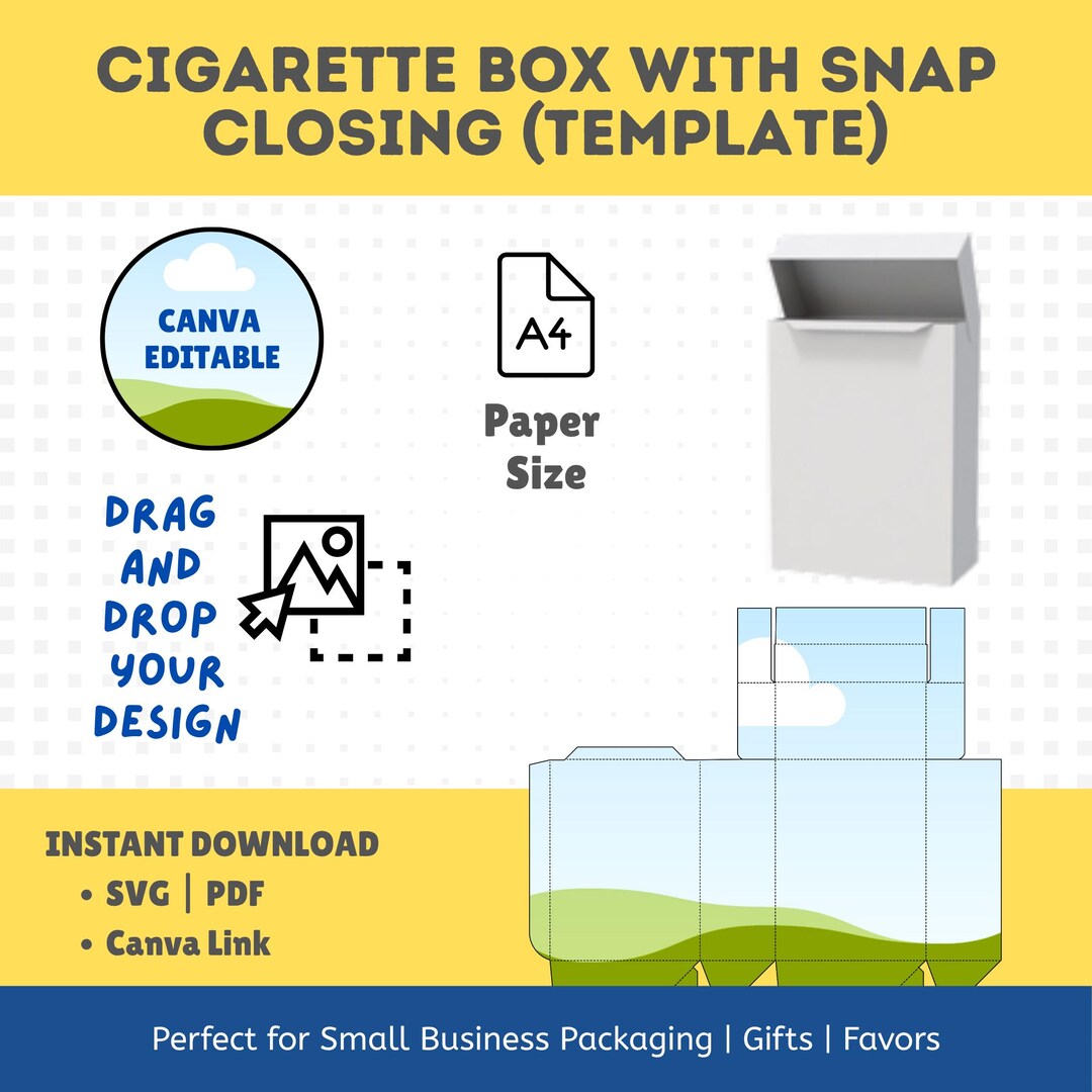Printable Snap Closure Box for Cigarettes, Gifting (canva Editable) - Etsy