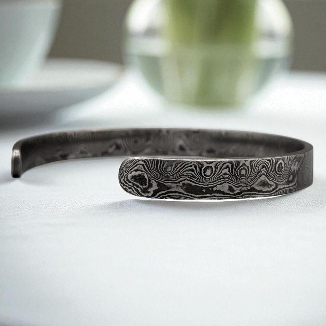 Hand-forged Damascus Steel Cuff Bracelet: Modern Viking Bangle - Etsy