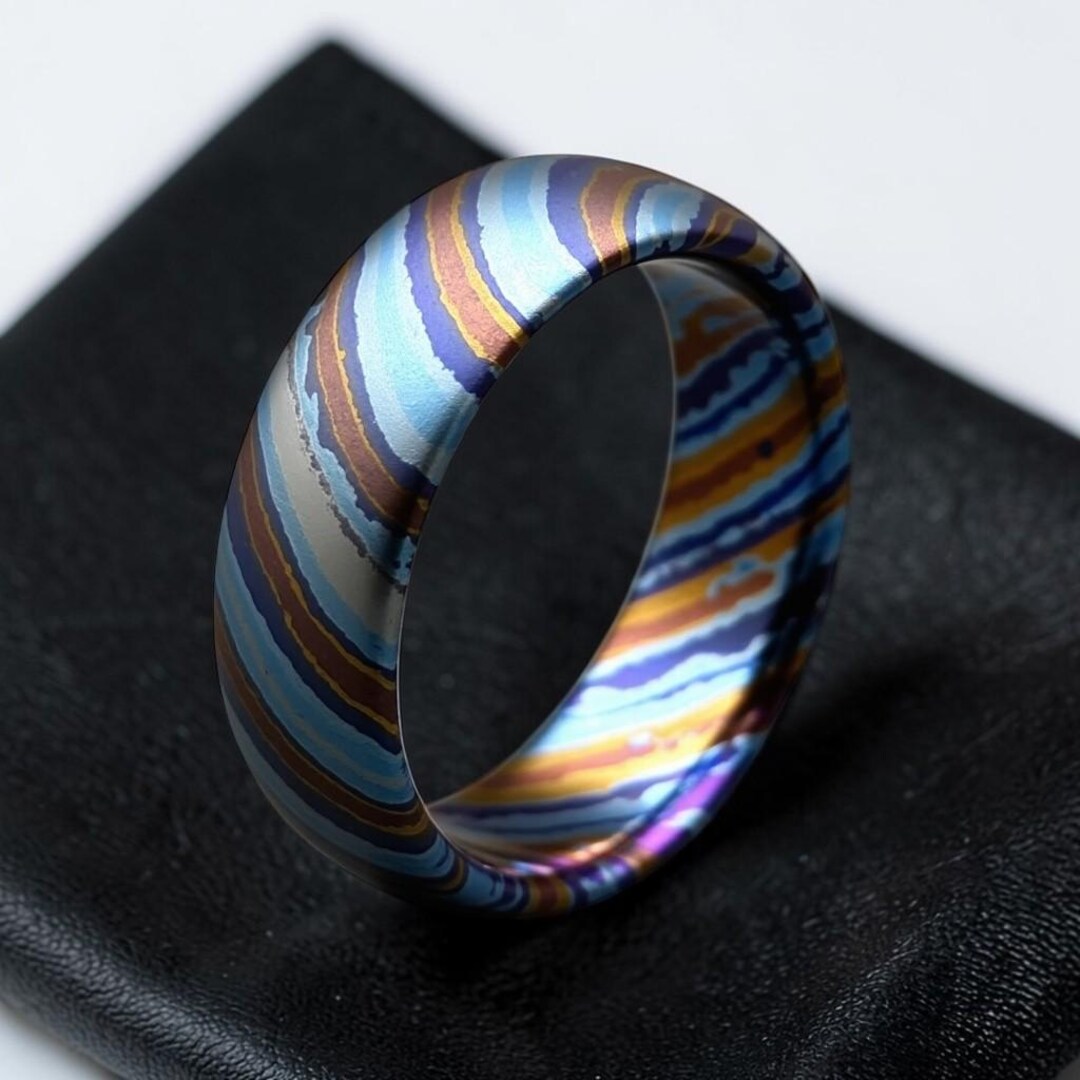 Zirconium Timascus Wedding Ring Modern Handmade Ring Gift for Couples ...