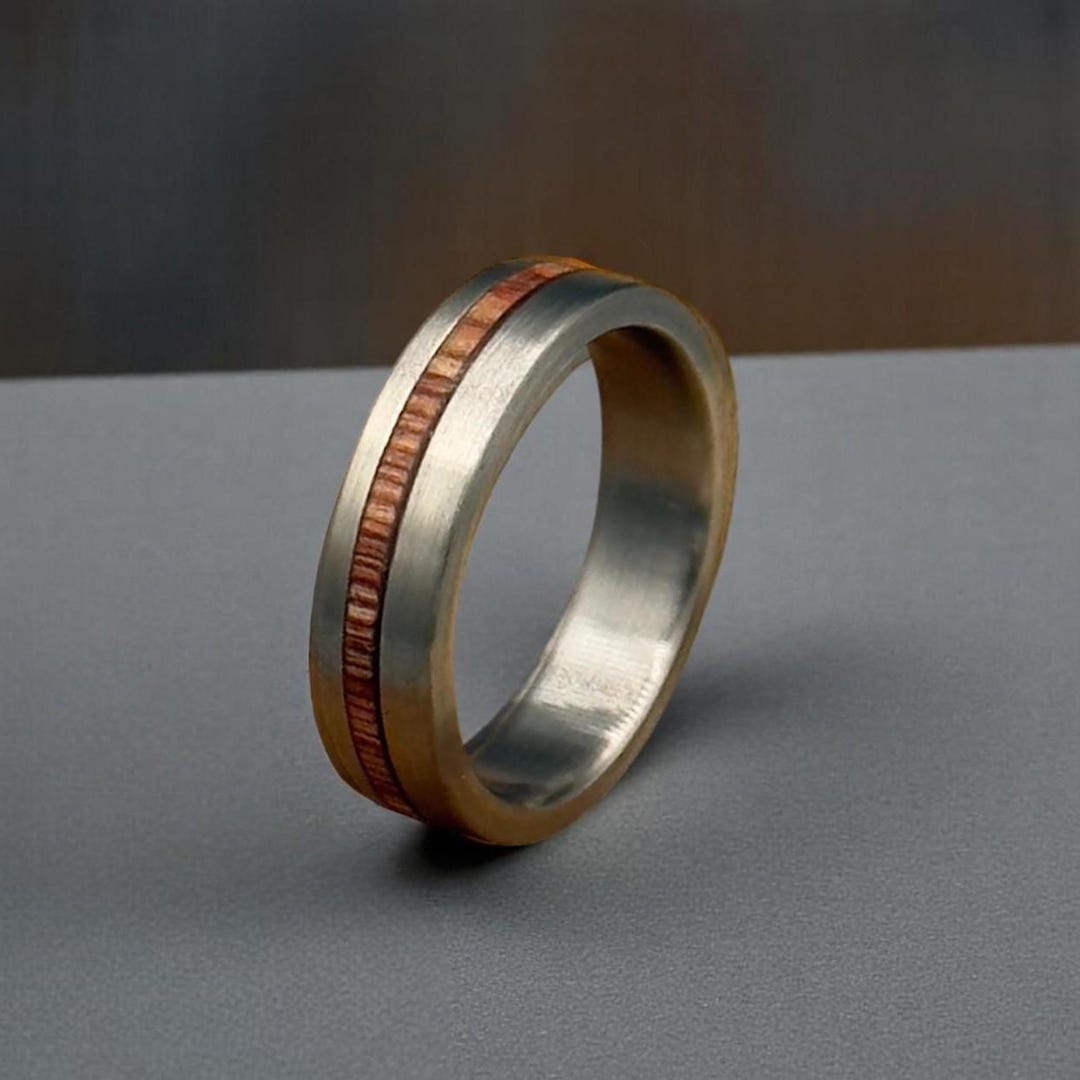 Handmade Titanium Wood Wedding Band, Modern Men's Ring - Etsy