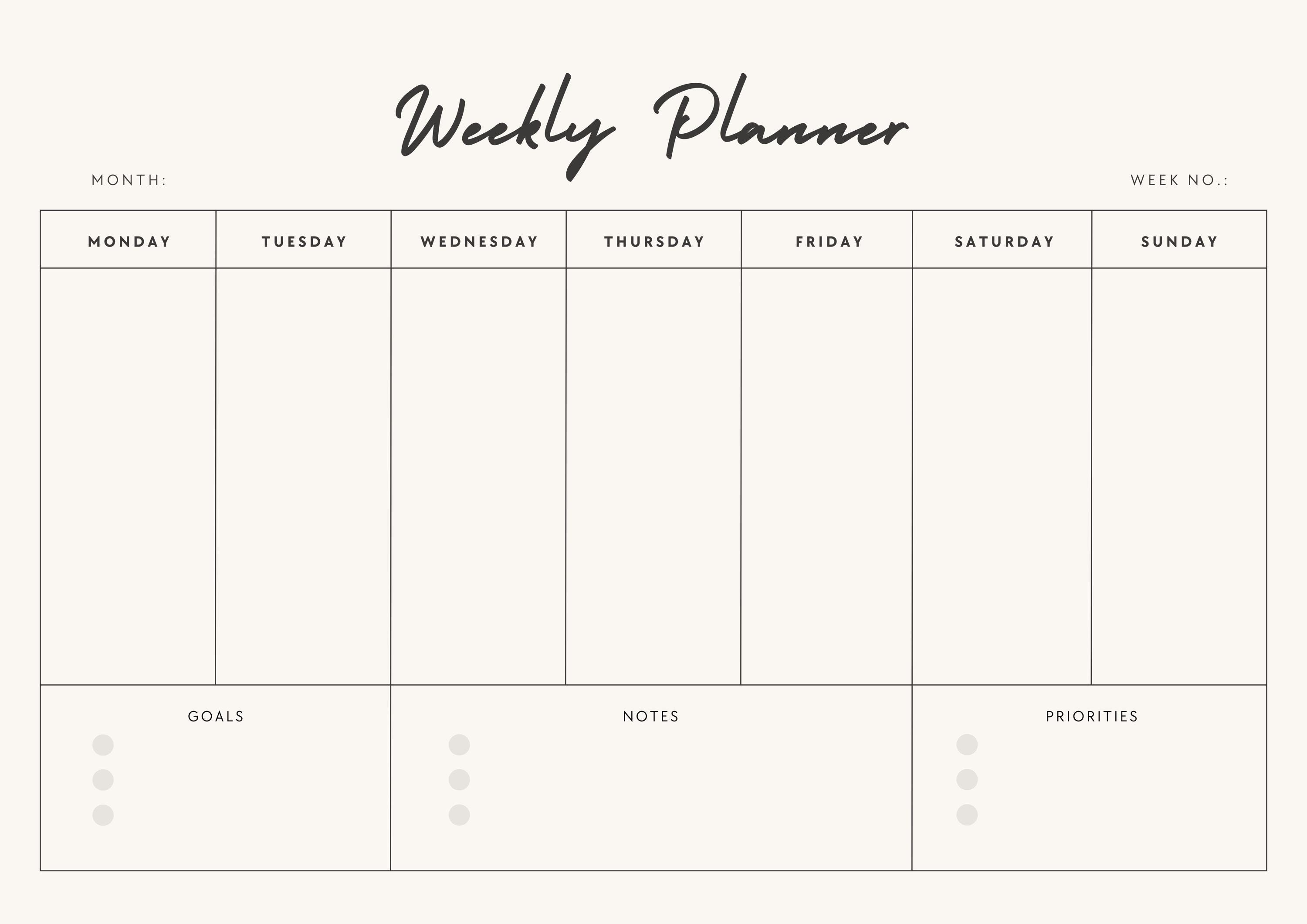 Printable Weekly Planner, Digital Downloads - Etsy
