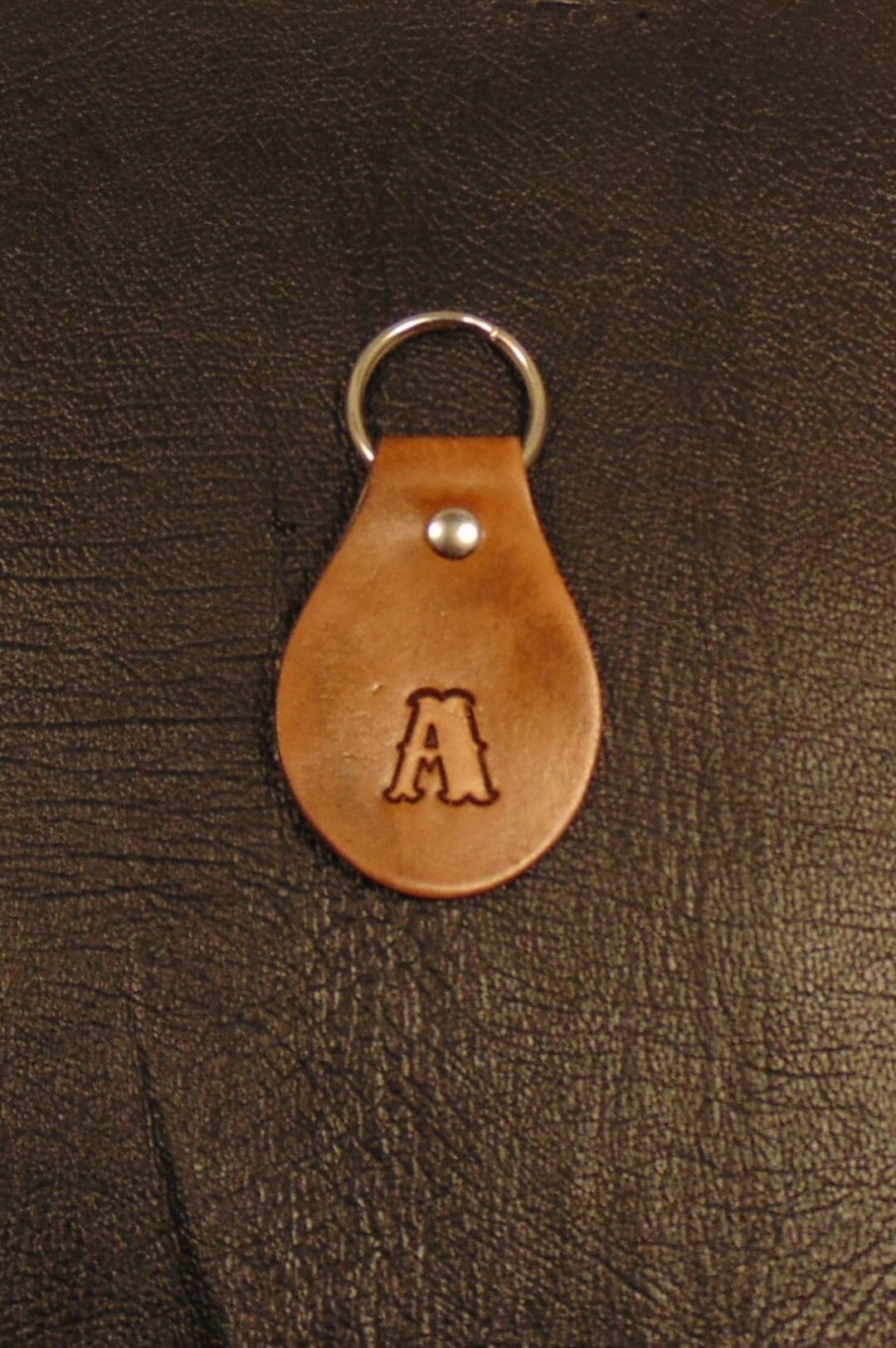 Handmade Leather Key Fob, Antique Brown, With Initial, Free Shipping - Etsy