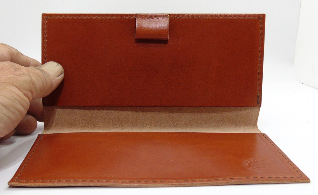 Handmade Leather Checkbook Cover in Chestnut Brown - Etsy