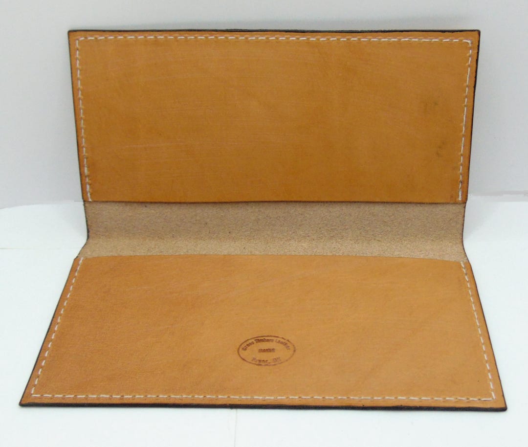Handmade Leather Checkbook Cover in British Tan - Etsy