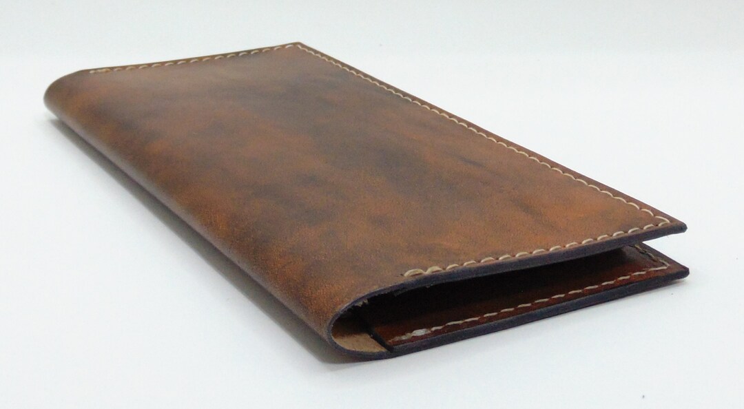 Handmade Leather Checkbook Cover in Antique Brown - Etsy