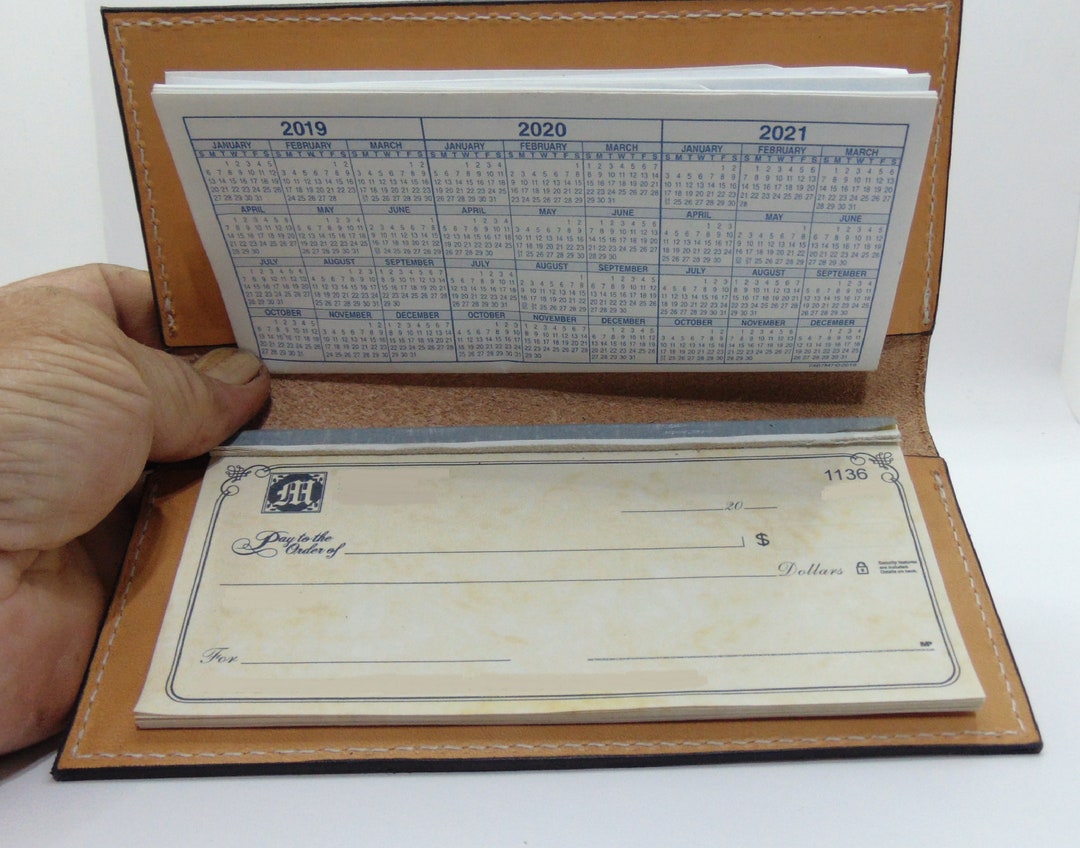 Handmade Leather Checkbook Cover in Natural Tan - Etsy