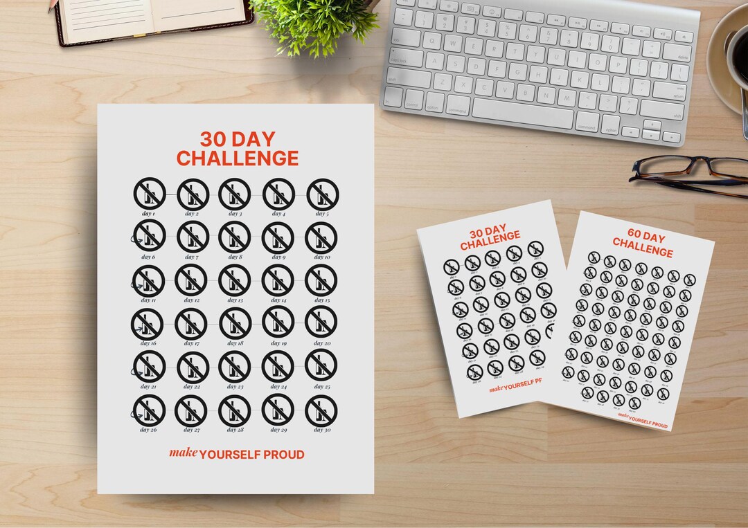 Quit Drinking Printable Challenge - Etsy