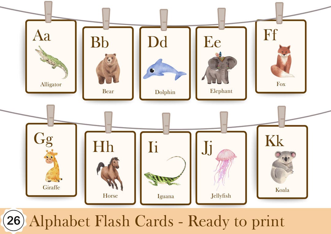 Printable Alphabet Flash Cards, Classroom Decor, Toddlers Preschool ...