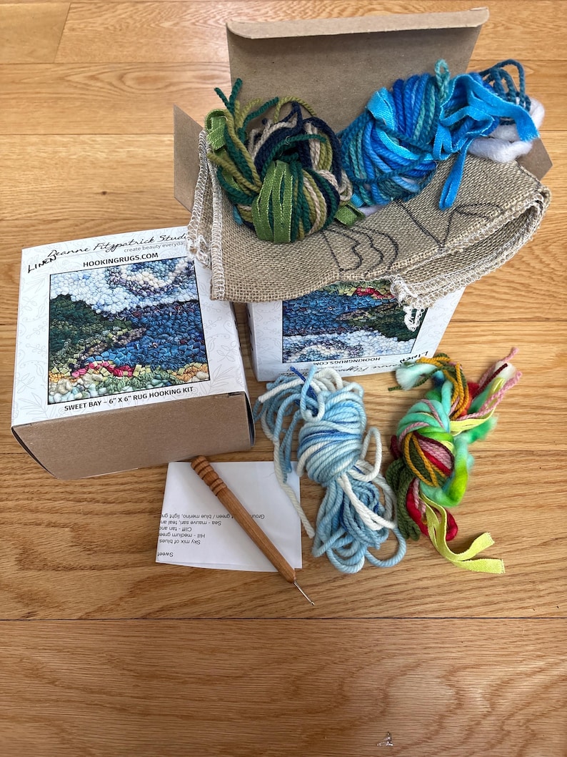 DEANNE FITZPATRICK! LINEN! Rug Hooking Complete Boxed Kit- Hook, Hand ...