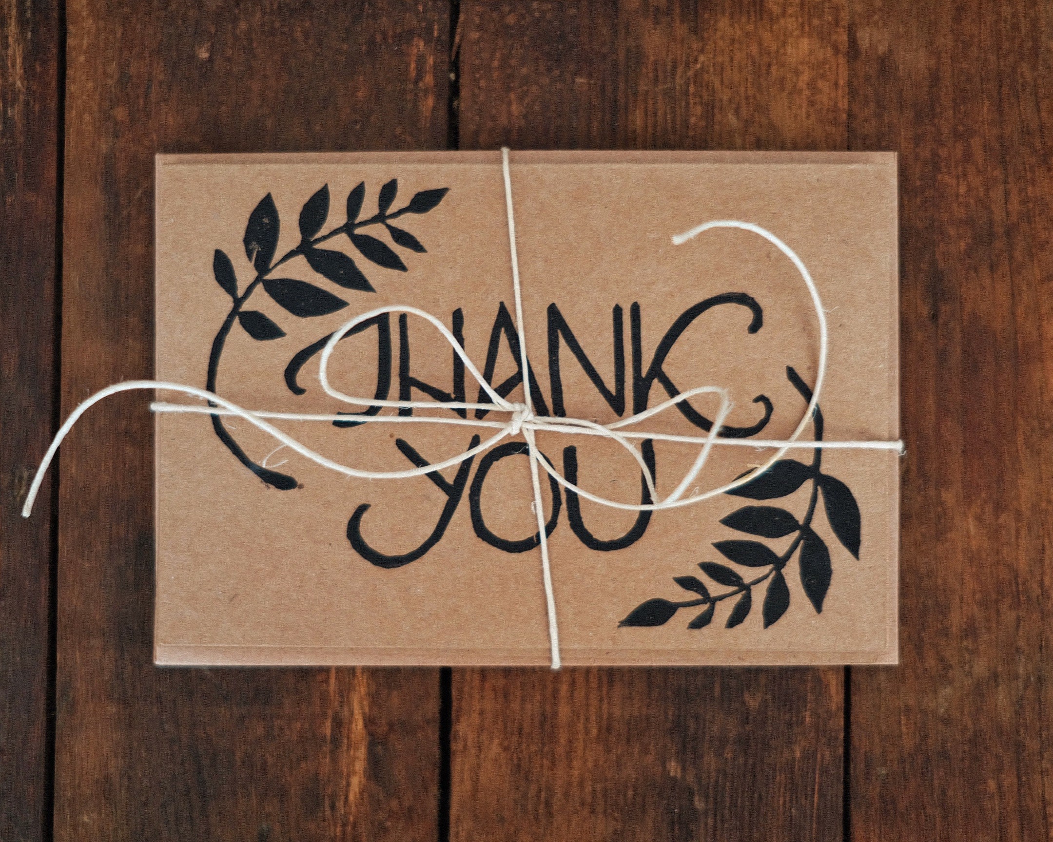 Block Printed Thank You Card Blank Inside Nature Inspired | Etsy