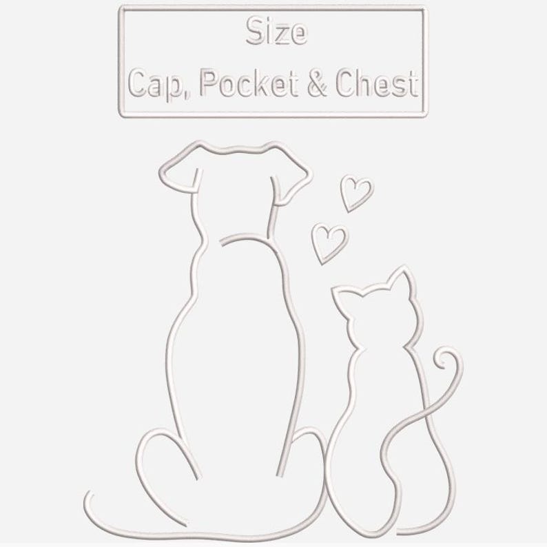 Cat and Dog Outline Design | Pet Embroidery Design | Cat Dog Embroidery ...