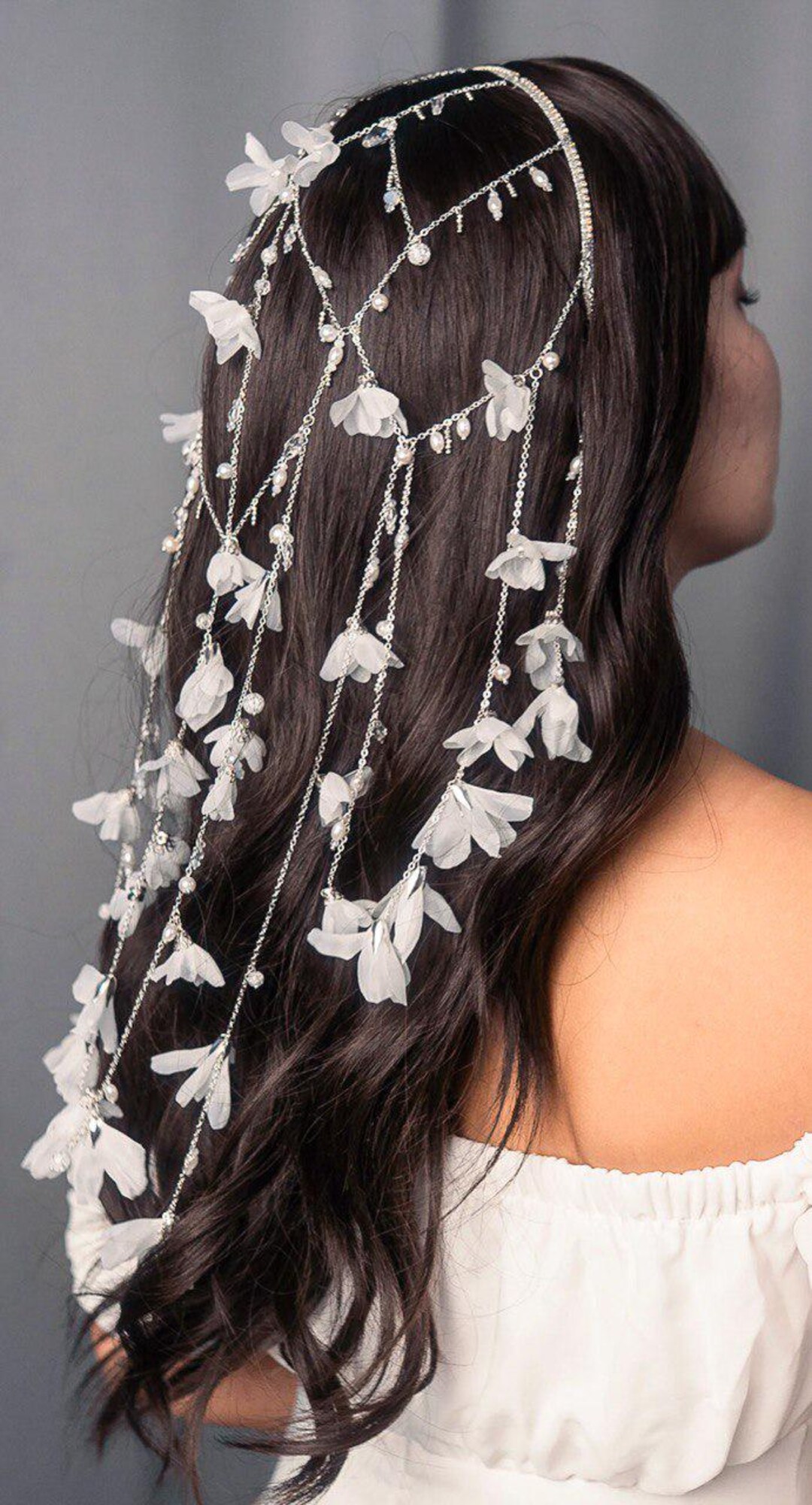 Bridal Hair Chain Pearl Wedding Hair Vine Boho Flower Hair Jewelry ...