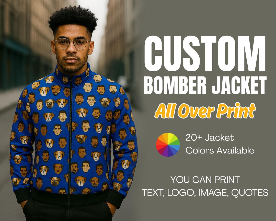 Custom Face Print Bomber Jacket | Personalized Photo Collage Jacket ...