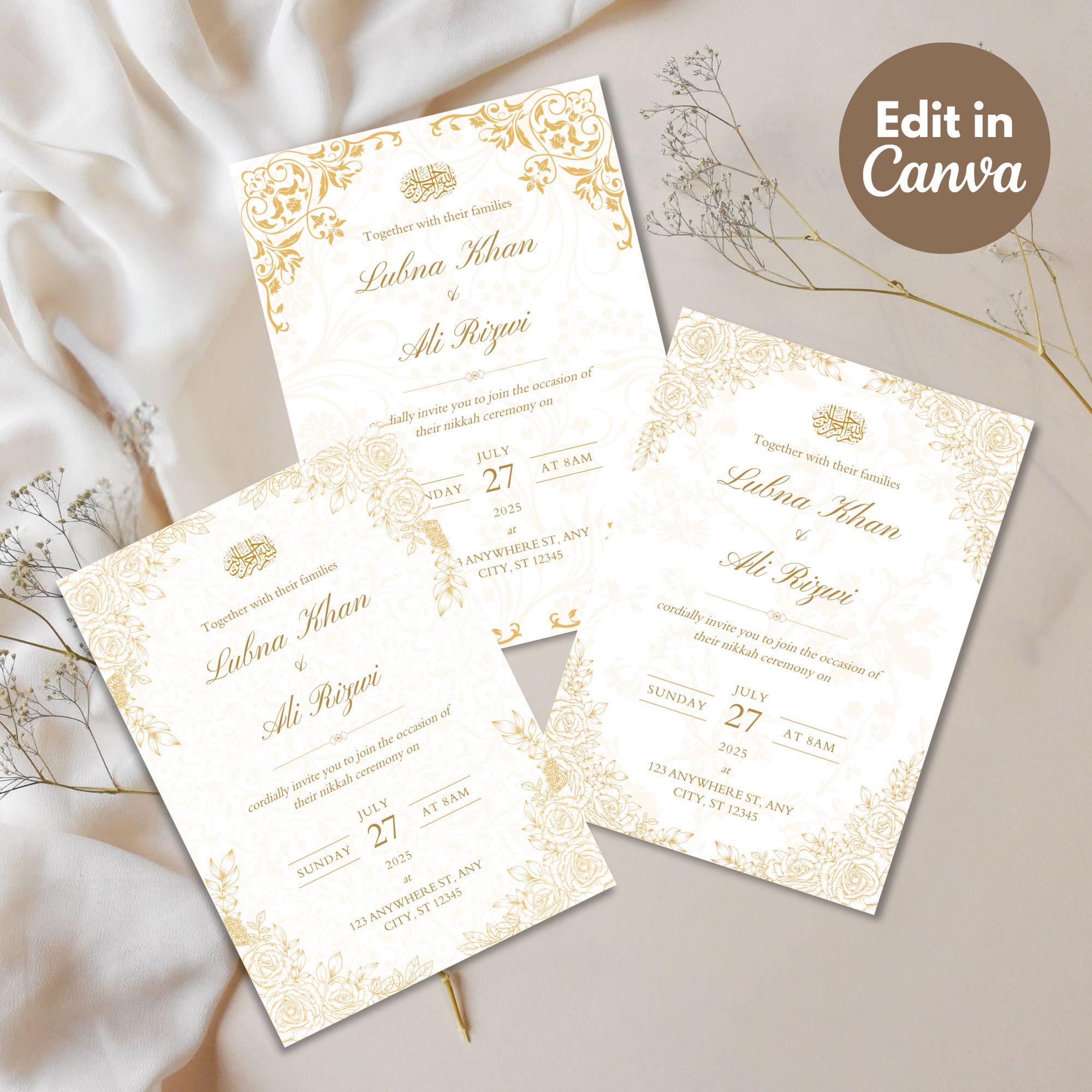 Islamic Nikkah Invitation Templates | Mobile & Print Sizes | Muslim ...