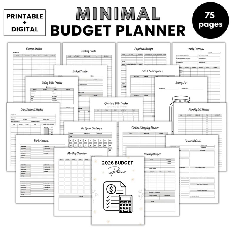 2026 Budget Planner Printable | 75 Page Finance Planner PDF | Editable ...