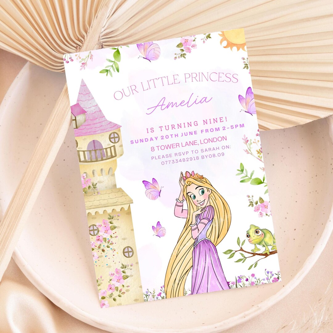 Tangled Rapunzel Birthday Invitation, Princess Birthday Invitation ...