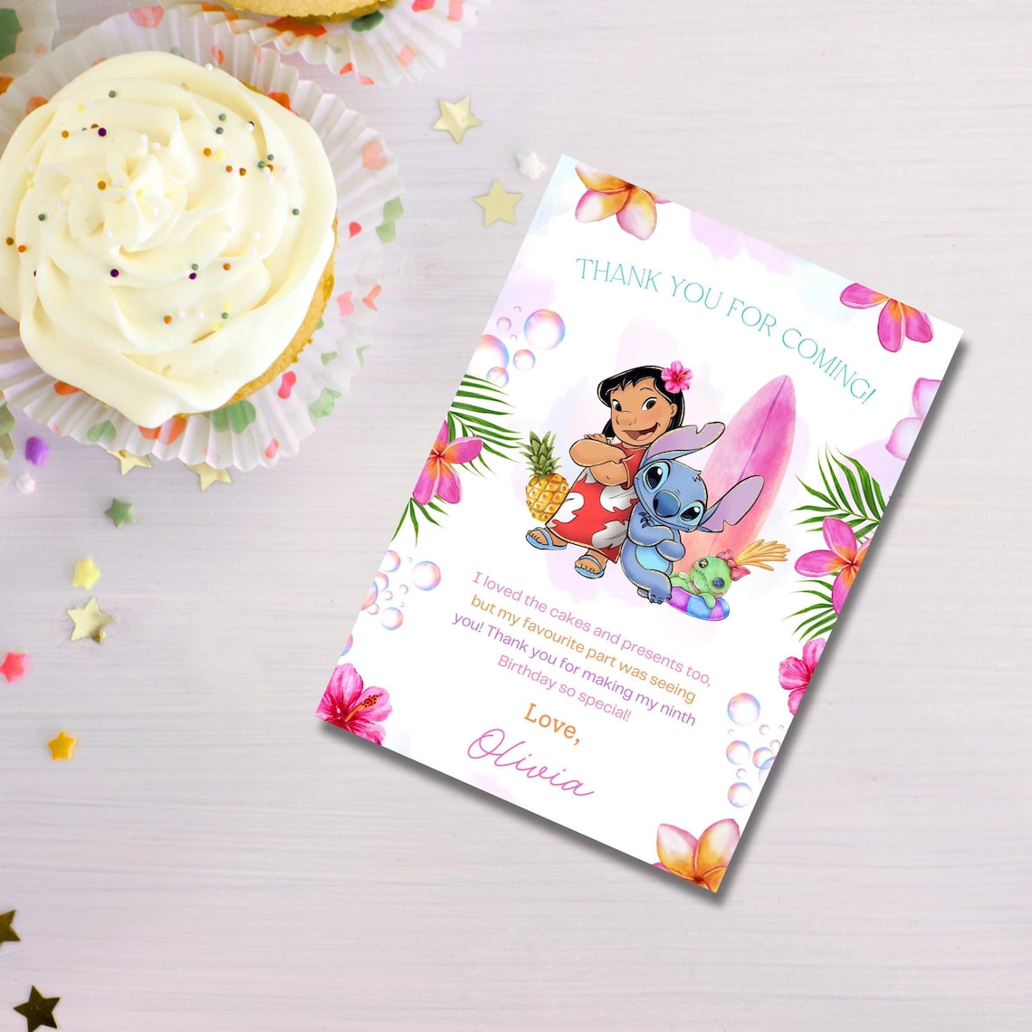 Lilo and Stitch Thank You Card, Stitch Birthday, Lilo Stitch Party ...