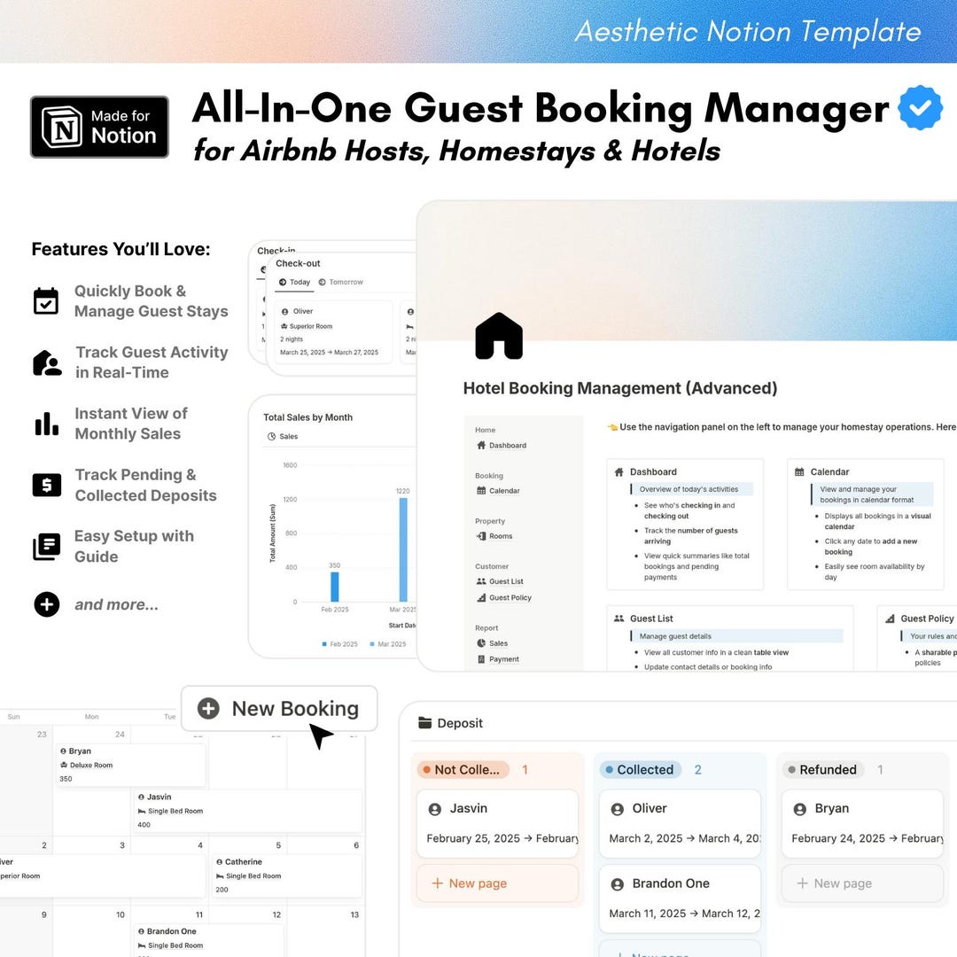 Notion Hotel Booking System Template for Airbnb, Homestay and Rentals ...