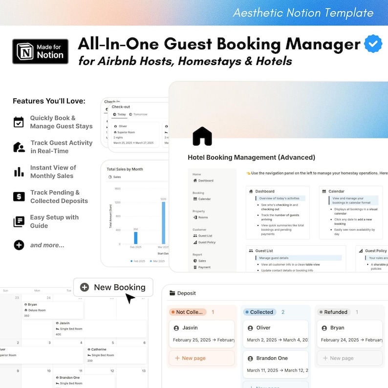 Notion Hotel Booking System Template for Airbnb, Homestay and Rentals ...