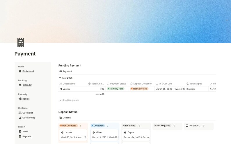 Notion Hotel Booking System Template for Airbnb, Homestay and Rentals ...