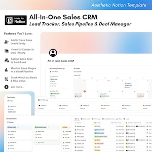 All-in-one Sales CRM Notion Template | Lead Tracker, Contact Manager ...