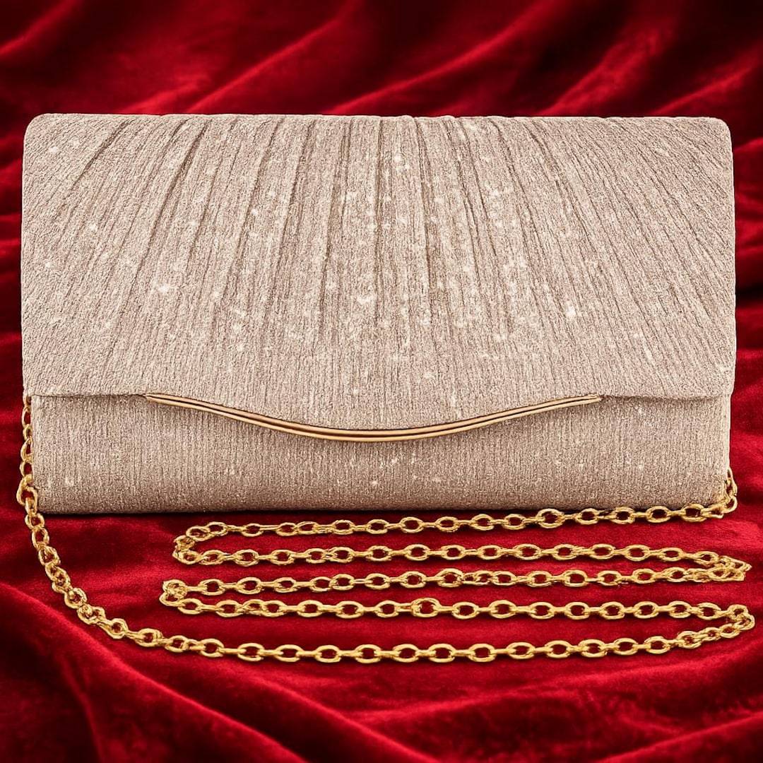 Elegant Gold Evening Clutch Purse for Women, Formal Wedding Handbag ...