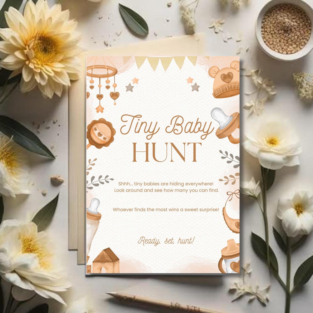 Tiny Baby Hunt Game - Fun Baby Shower Activity - Printable Scavenger ...