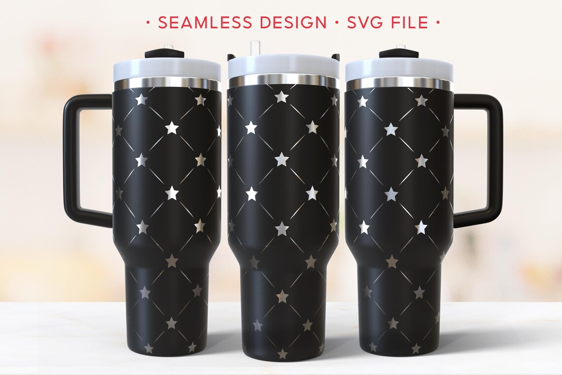 Stars Seamless 40oz Tumbler Wrap SVG, Star Laser Engraving for Rotary ...