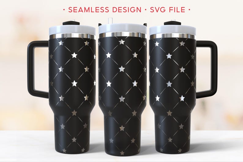 Stars Seamless 40oz Tumbler Wrap SVG, Star Laser Engraving for Rotary ...