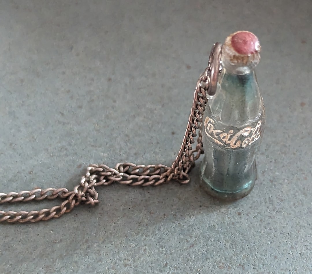 Vintage Coca Cola Bottle Charm on Chain Coke Memorabilia Plastic Coke ...