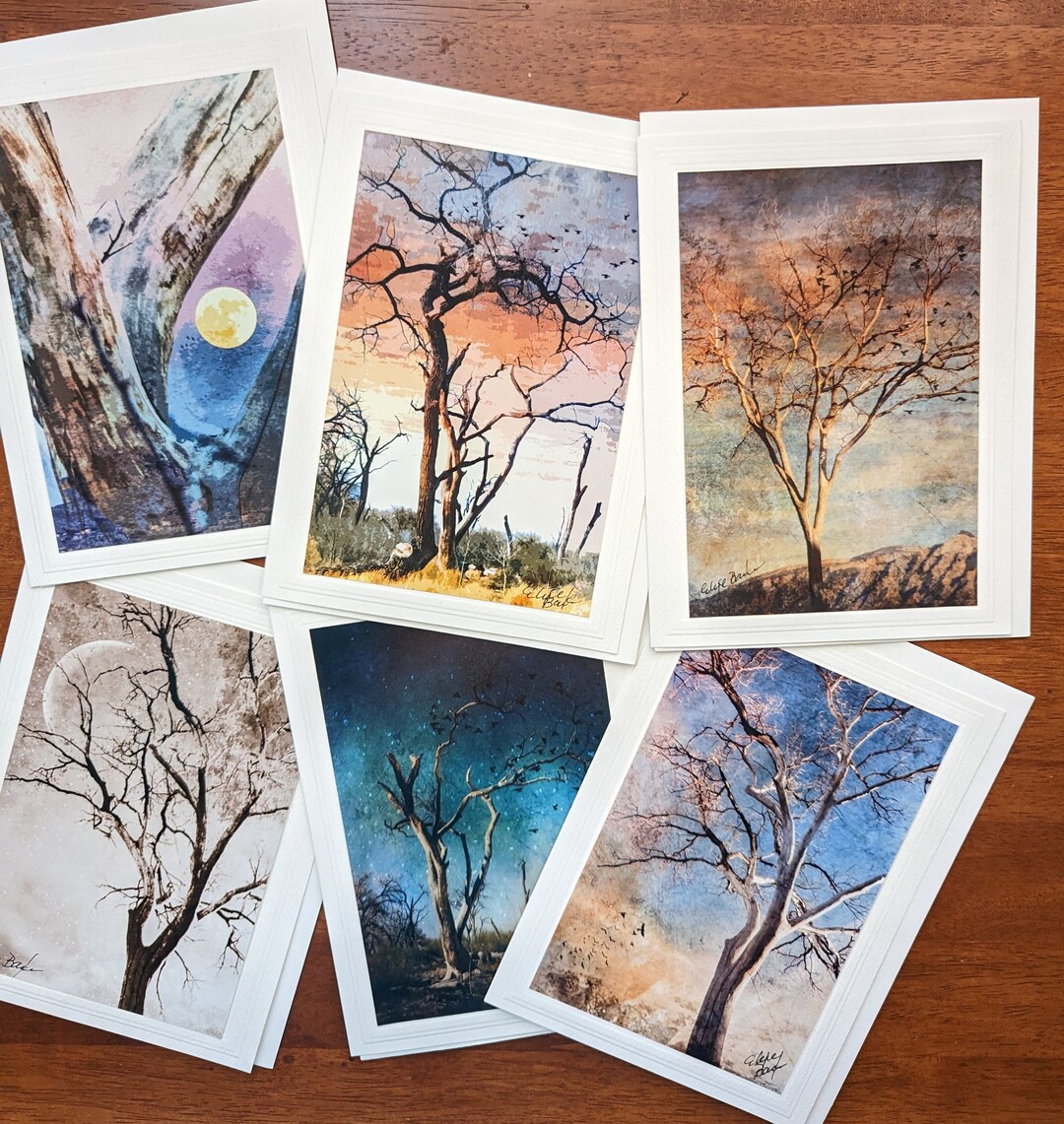 Original Tree Photography Note Cards Set of 6 Cards Digital Art Nature ...