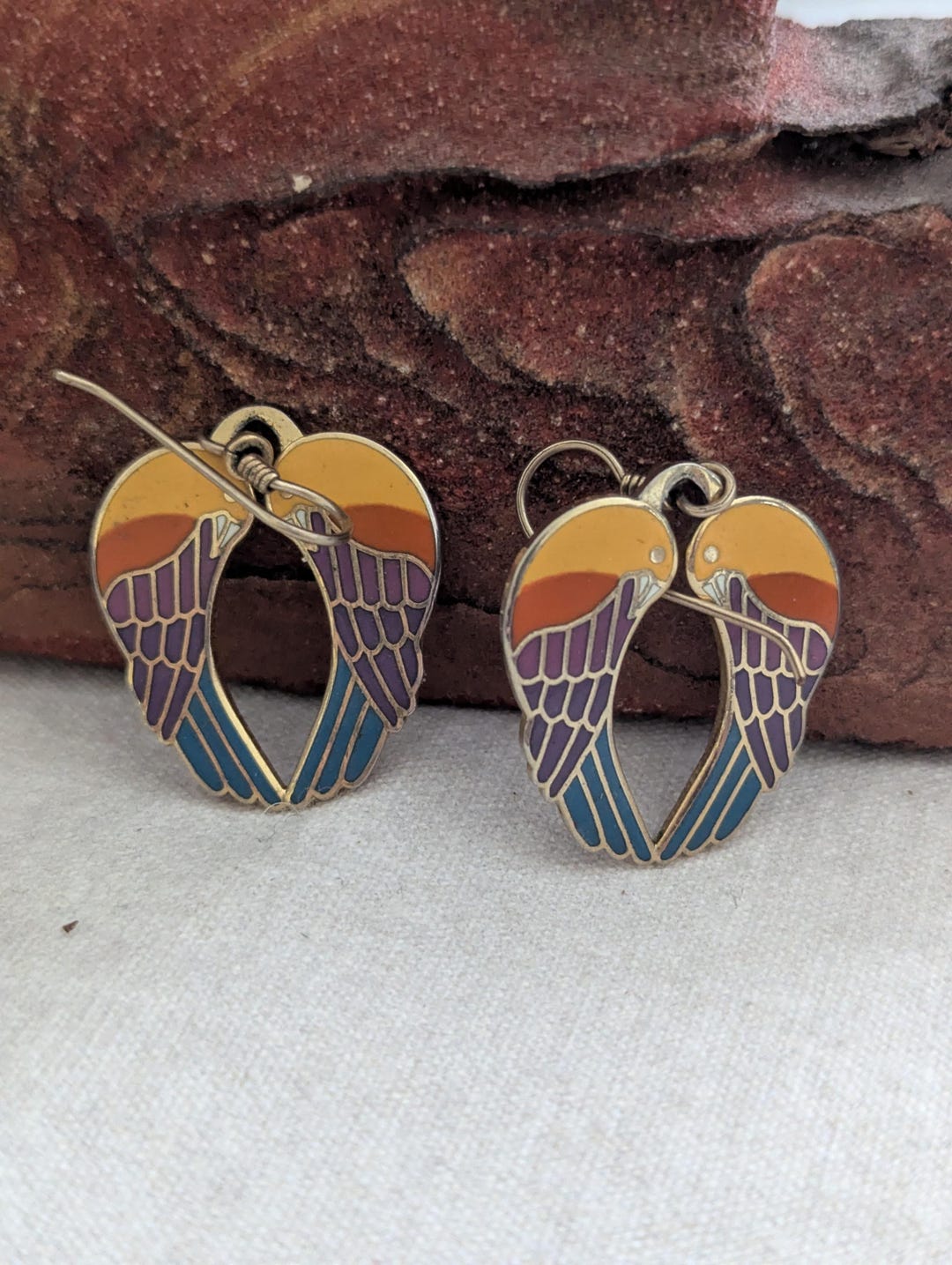 Laurel Burch Bird Earrings Enamel Song Sparrows Dangle Earrings Vintage ...