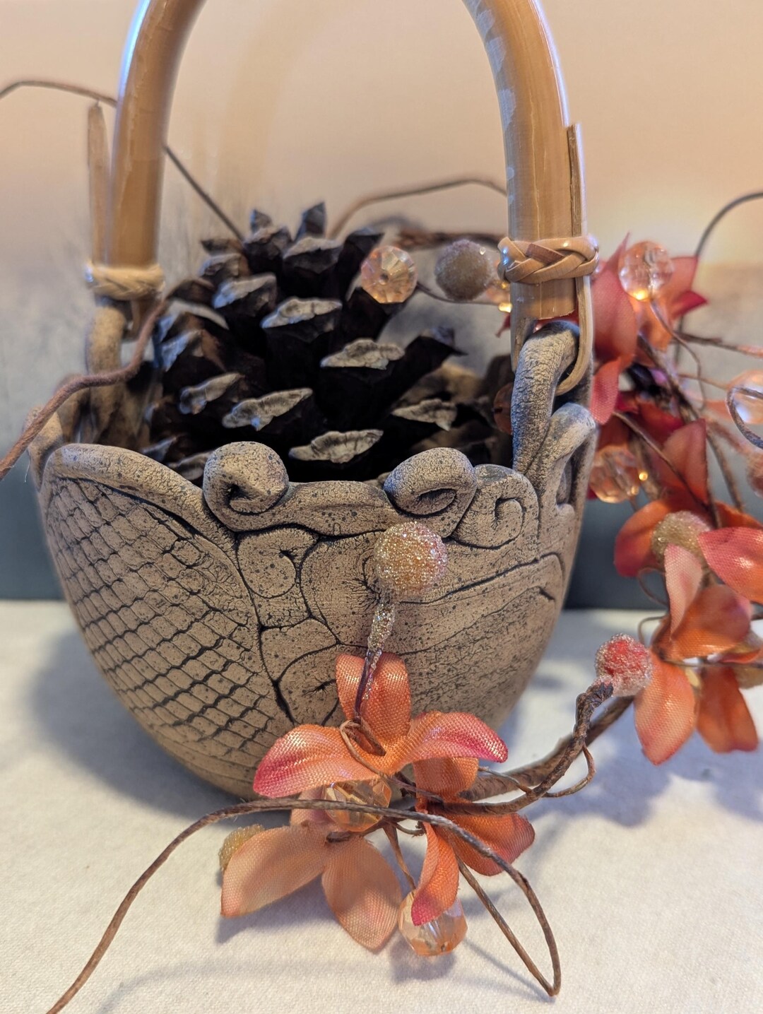 Clay Basket, Sharon Jackson Basket Artisan Pottery, Vintage Pottery ...