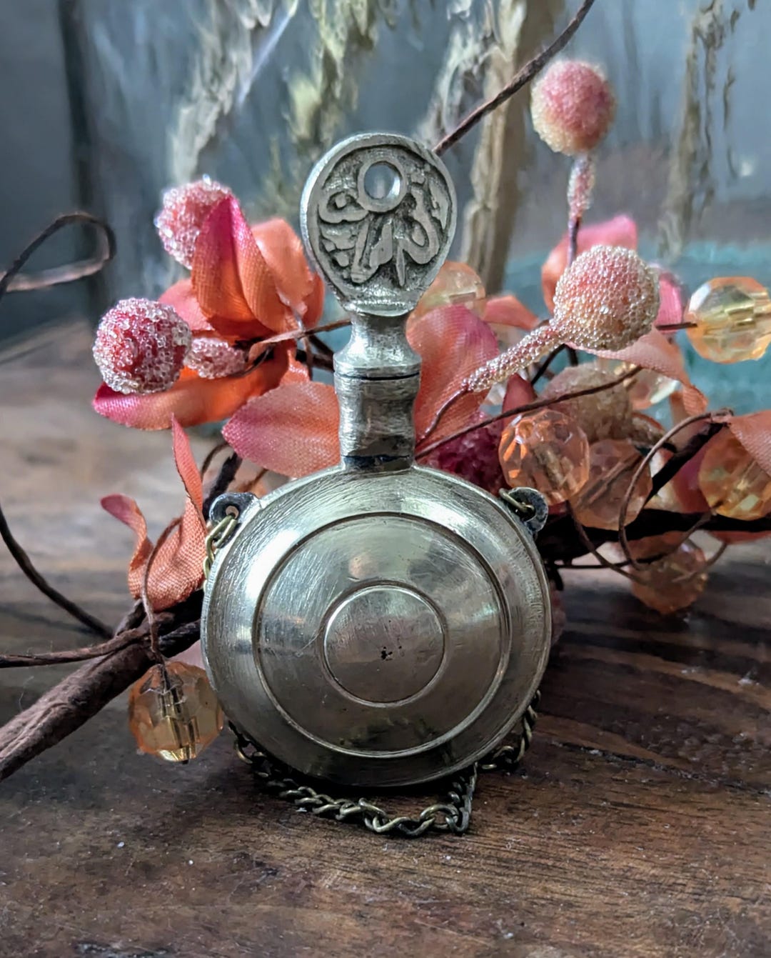 Vintage Perfume Flask Middle Eastern Metal Fragrance Bottle With Metal ...