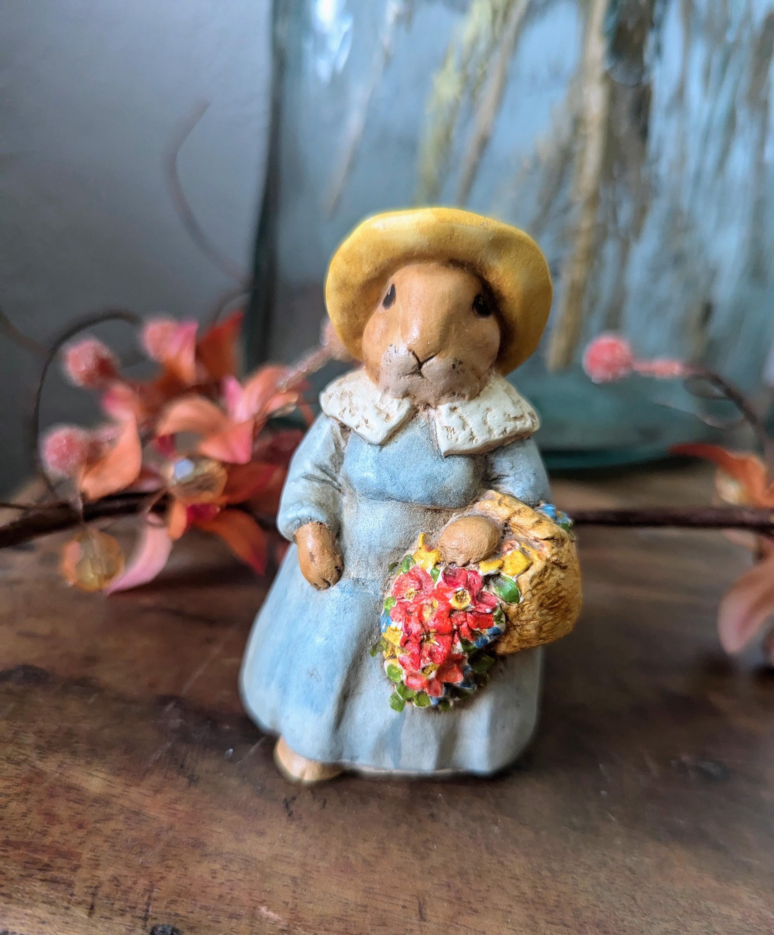 Vintage Doreen Coley Rabbit Figurine: "hazel" Signed Woodland Critter ...