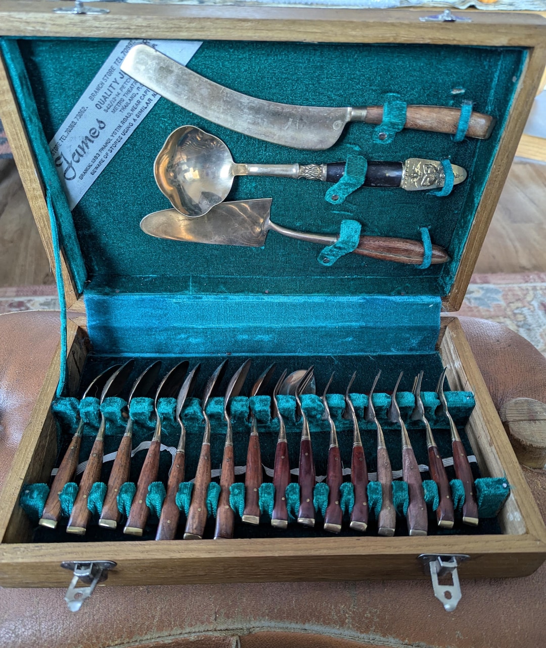 Brass and Rosewood Dessert Flatware Thailand Midcentury Dining Bangkok ...