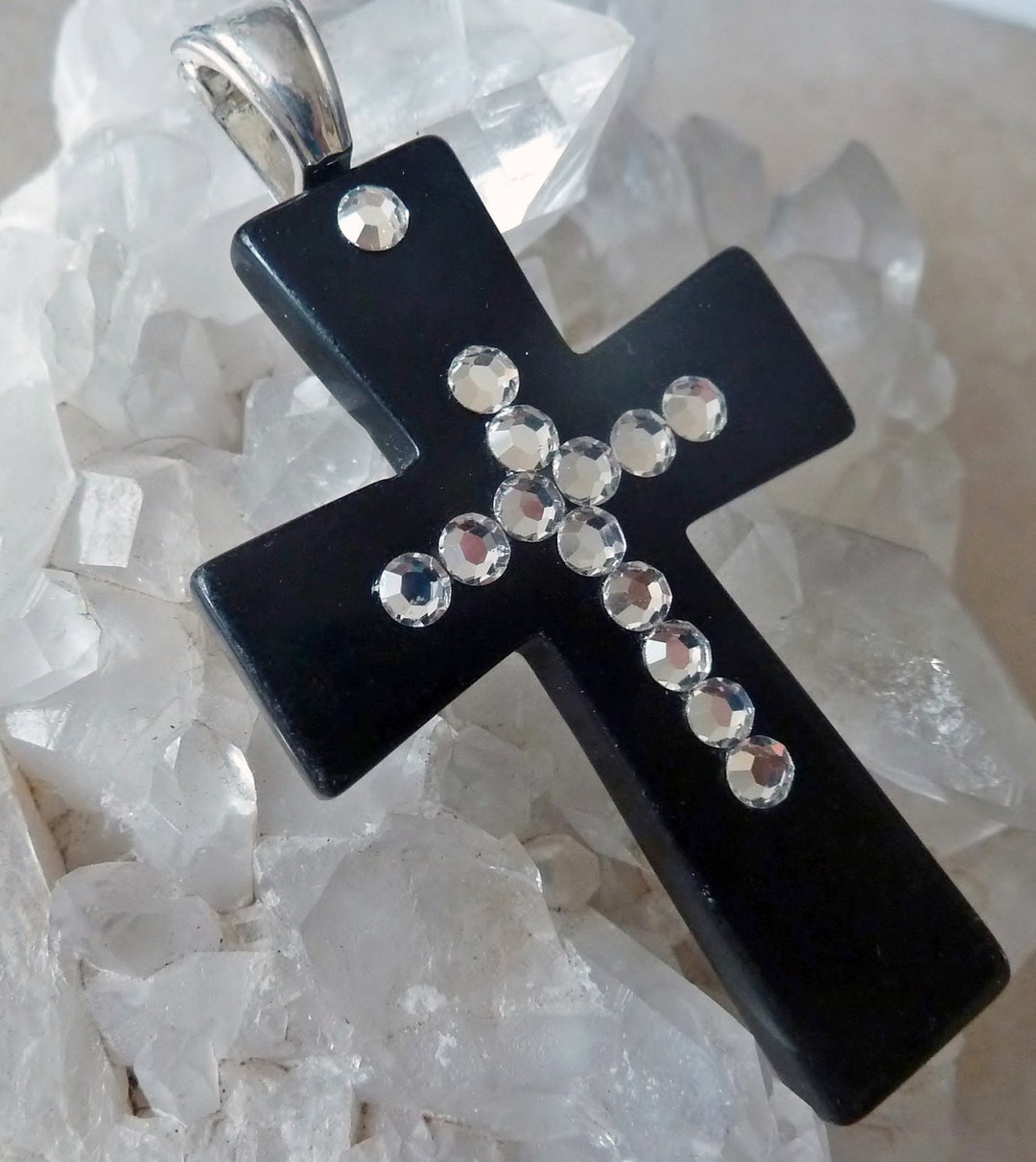 Black Cross Black Resin Cross Rhinestone Jewelry Enhancer Clasp Cross ...