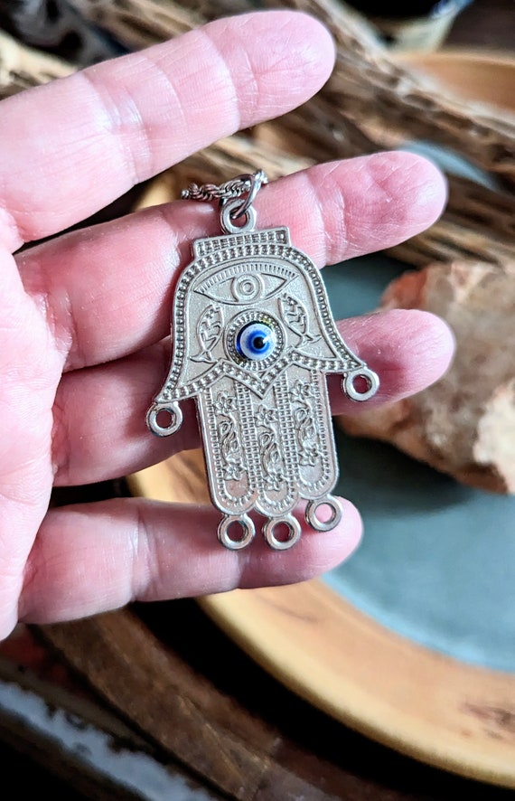 Vintage silver hamsa - Gem