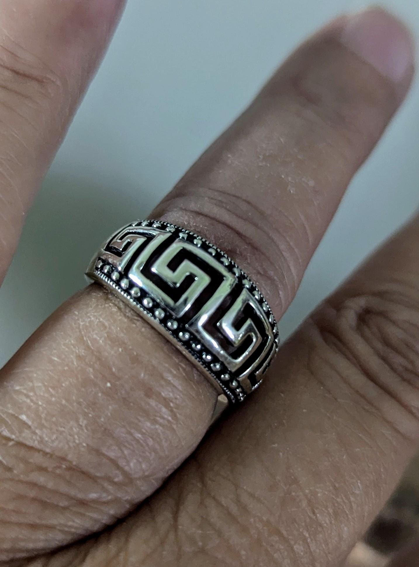 Greek Key Dome Ring, Cutout Design Thailand 925 - Etsy
