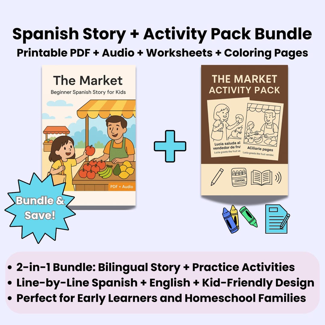 The Market – Spanish Story + Activity Pack for Kids | Printable PDF ...