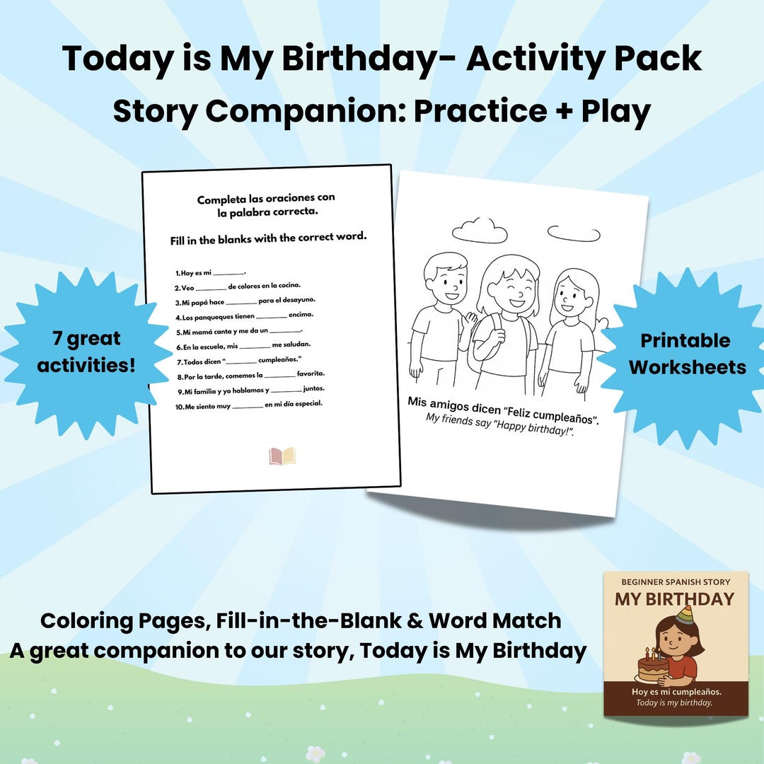 Bilingual Spanish English Activity Pack – Today is My Birthday ...