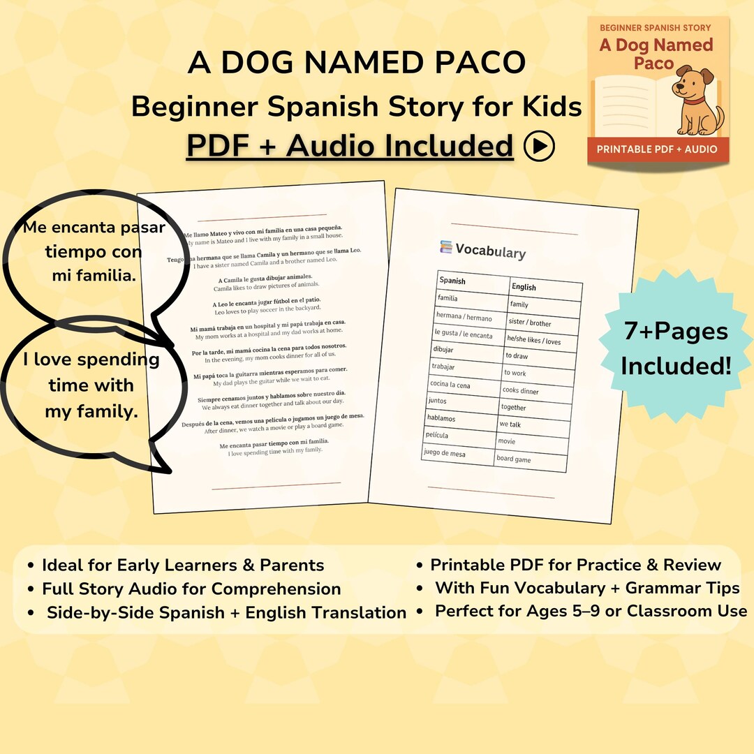 Beginner Spanish Story for Kids – A Dog Named Paco | Bilingual ...