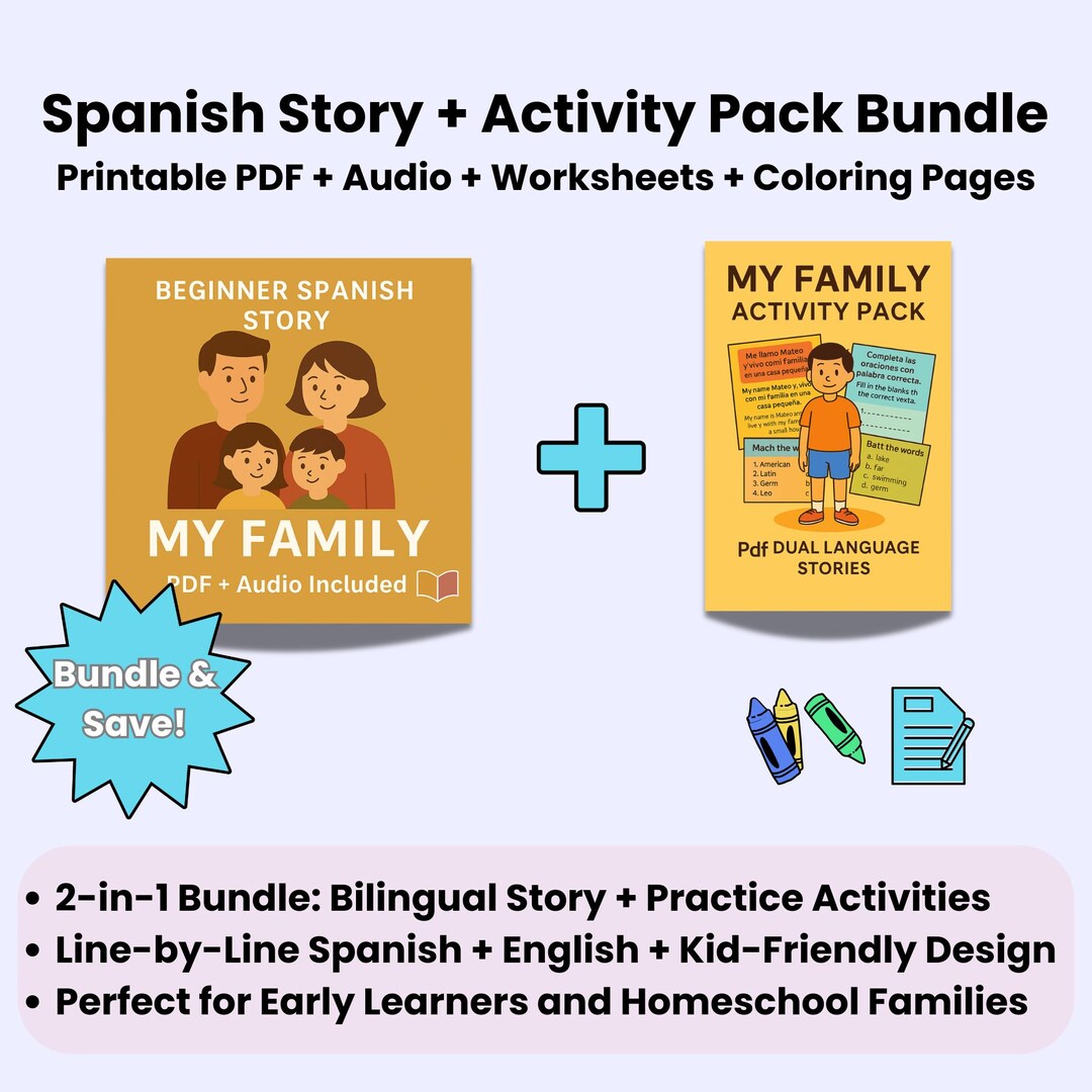 My Family – Spanish Story + Activity Pack for Kids | Printable PDF ...